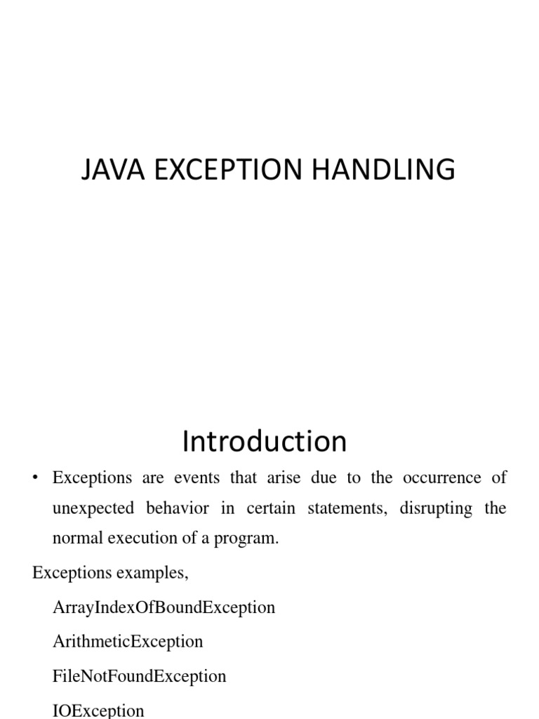 Java Exception Handling | PDF | Class (Computer Programming) | Information Technology Management