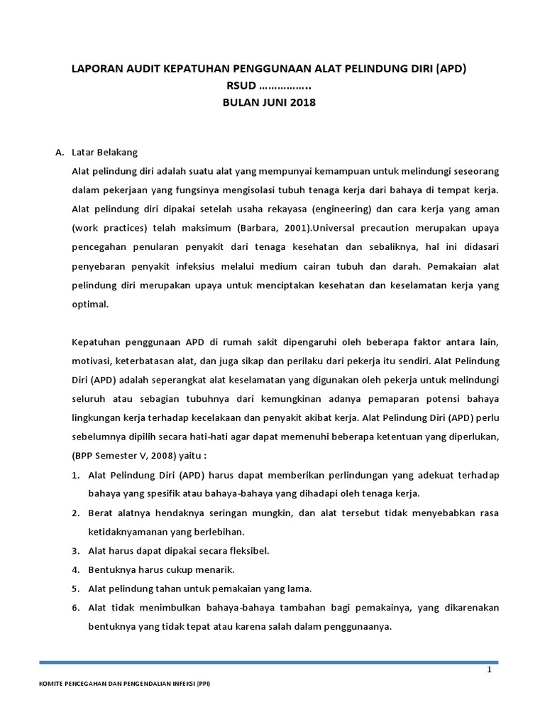 Laporan Audit Kepatuhan Apd | PDF