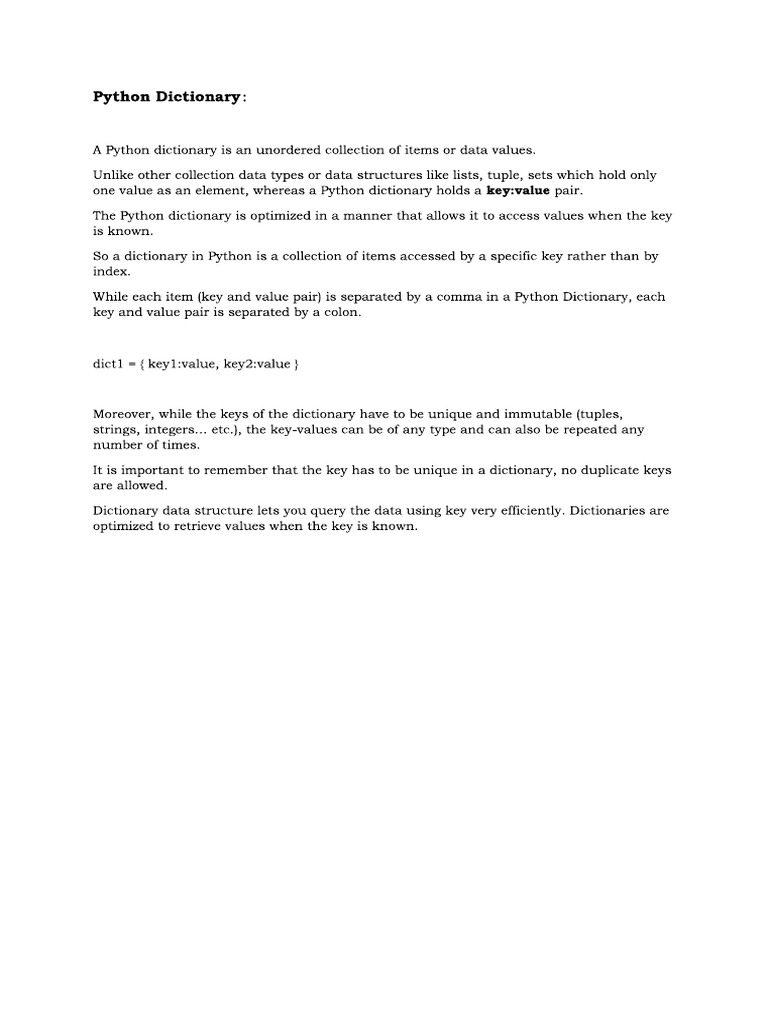 Python Dictionary Comprehension Notes PDF | PDF