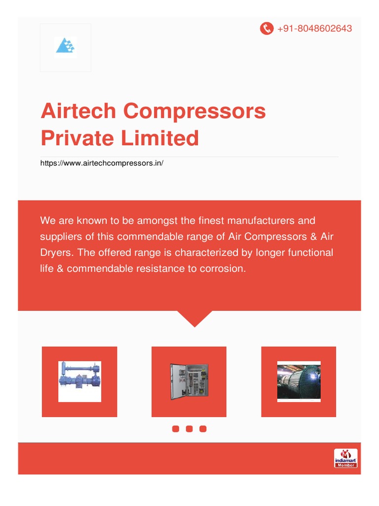 Airtech Compressors Overview and Products | PDF | Turbomachinery ...
