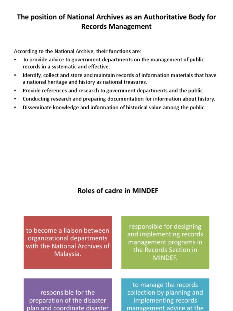 National Archives: Roles & Functions | PDF