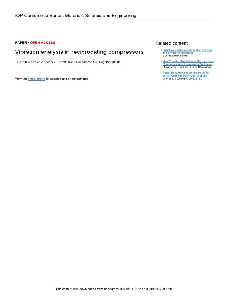 Vibration Analysis in Reciprocating Compressors | PDF | Resonance ...