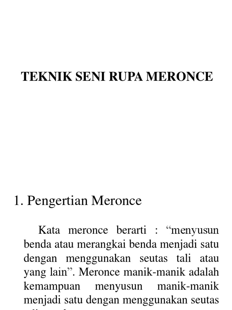 Teknik Seni Rupa Meronce | PDF