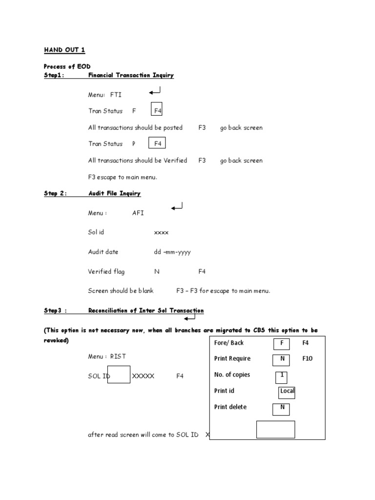 EOD Process Steps for Financial Transactions | PDF | Computing | Business