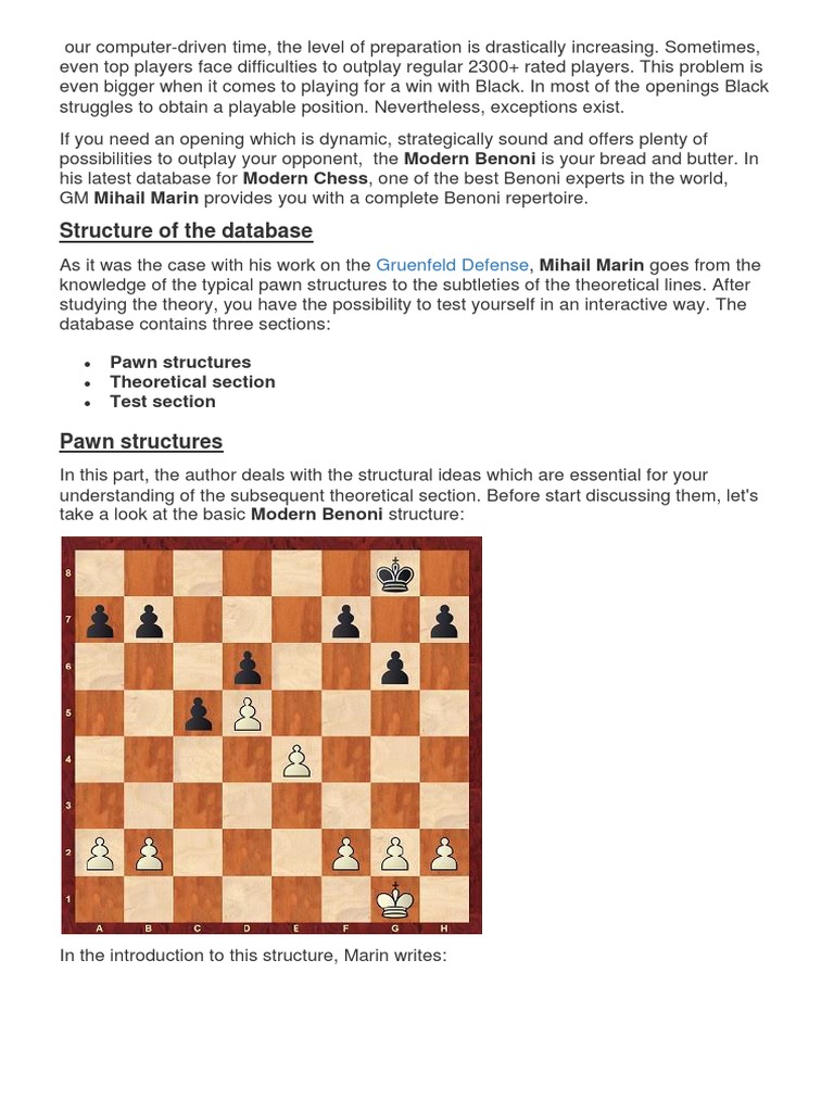 Structure of The Database: Pawn Structures Theoretical Section Test ...