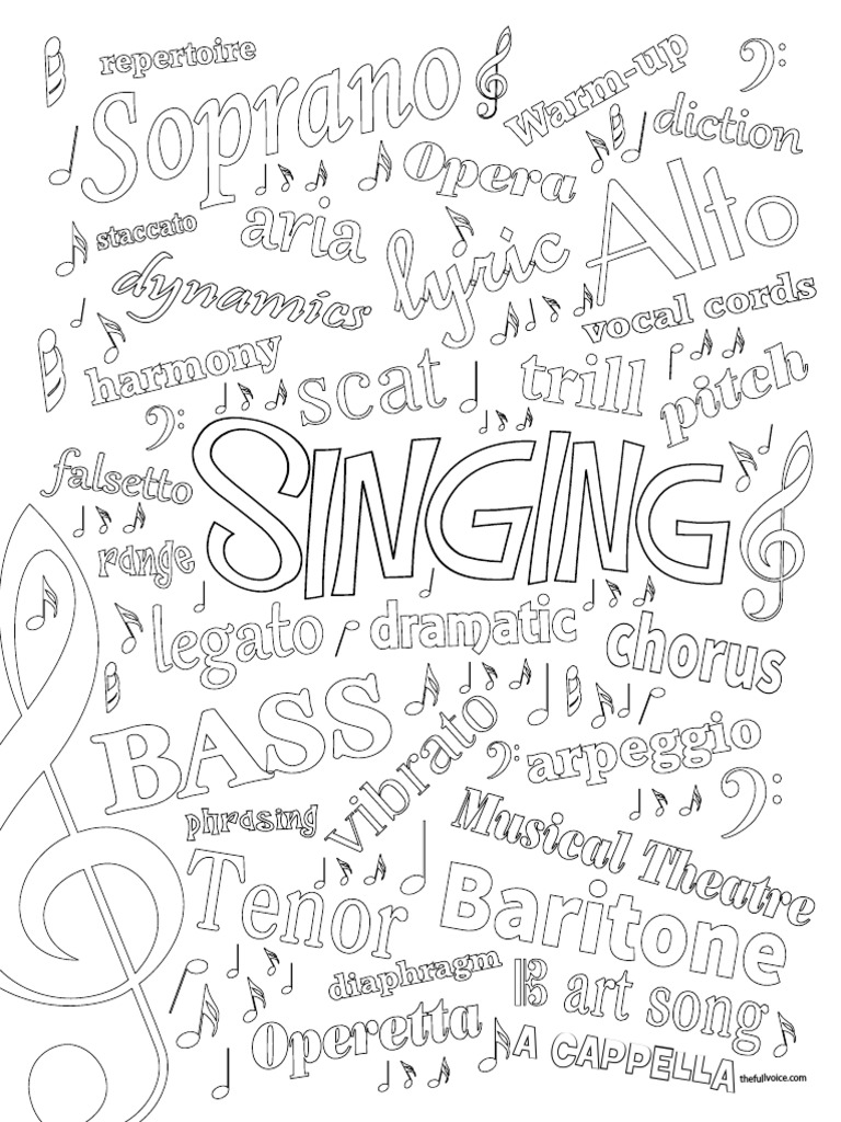 Singing Colouring Page | PDF | Singing | Sound Production