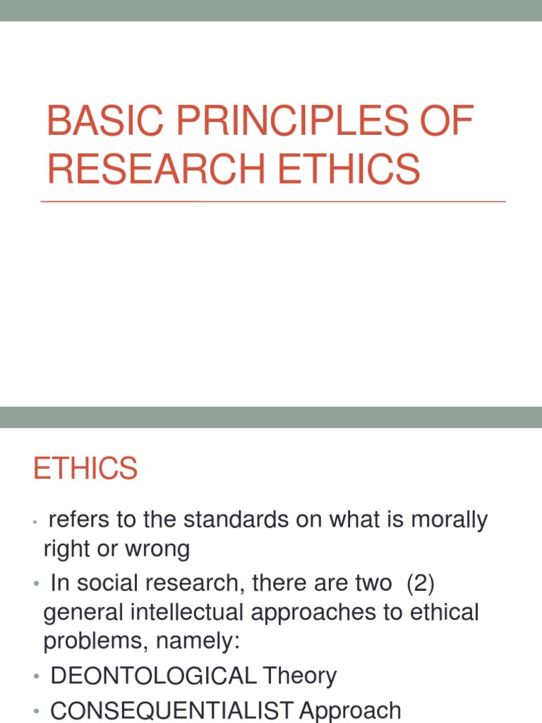 Basic Principles of Research Ethics | PDF