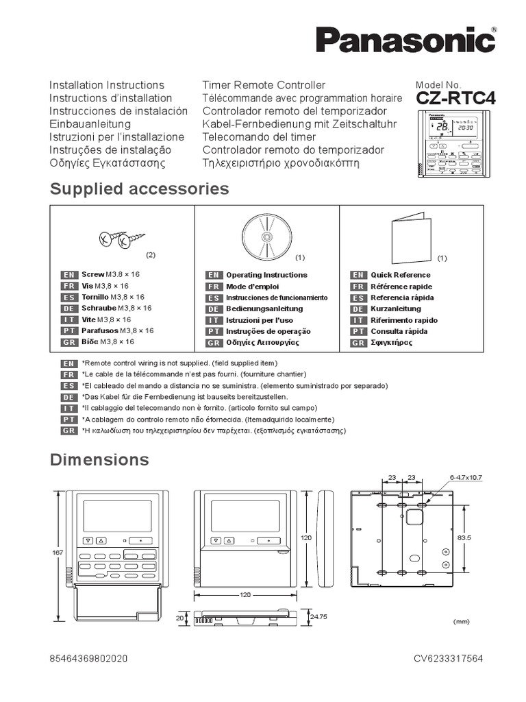 Installation For Cz-rtc4 Installation | PDF | Electrical Wiring | Safety