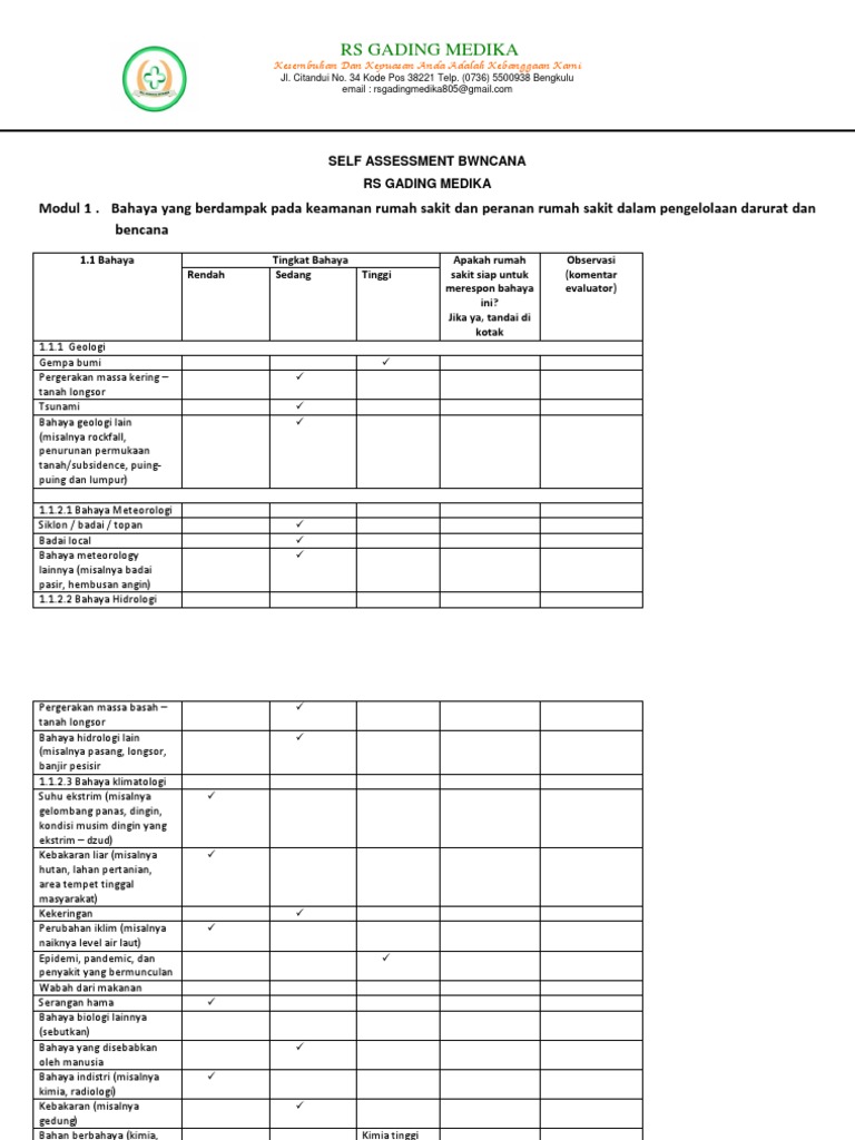 Form Hospital Safety Index | PDF
