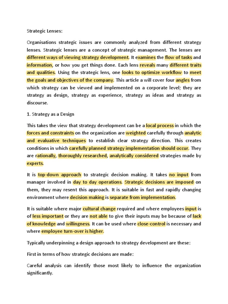 Strategic Lenses PDF | PDF | Strategic Management | Decision Making