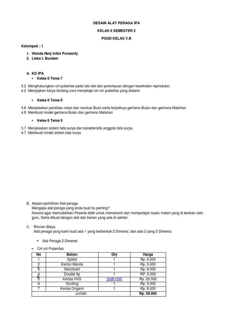 Desain Alat Peraga Ipa | PDF