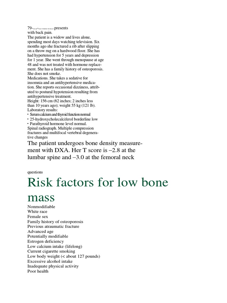 Risk Factors For Low Bone Mass | PDF | Osteoporosis | Vitamin D