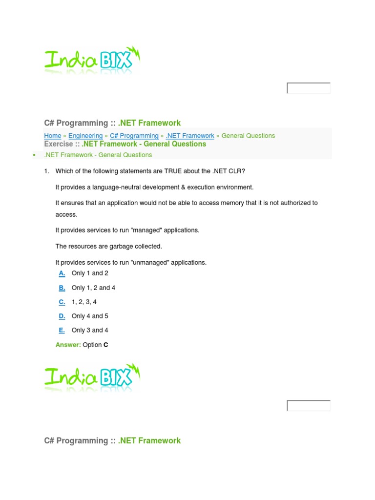 C# Programming::: Exercise | PDF | Compiler | Component Object Model