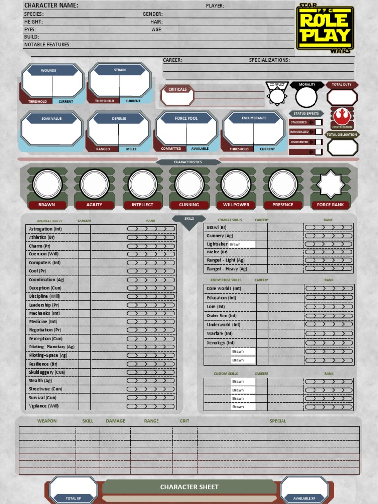 BastionKains FFG StarWars Roleplay Character Sheet 02RE NOW WITH ALL ...