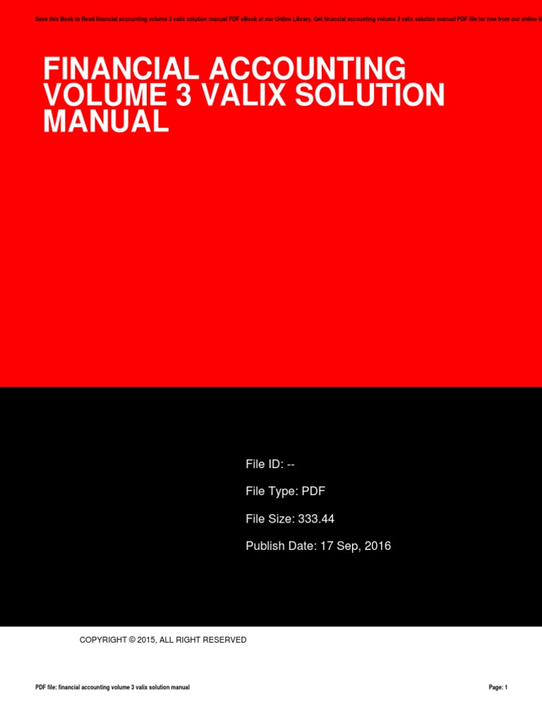 Financial Accounting Volume 3 Valix Solution Manual | E Books | Books
