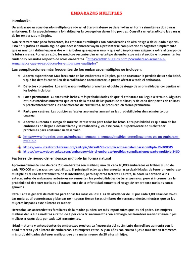 Embarazos Múltiples PDF | Descargar gratis PDF | El embarazo | Gemelo