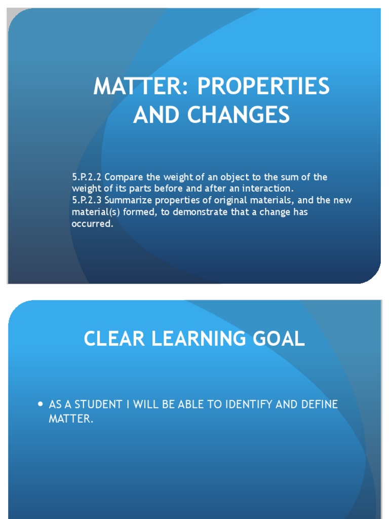 Matter Propertiesand Changes Complete UNITth Grade | PDF | Matter | Liquids