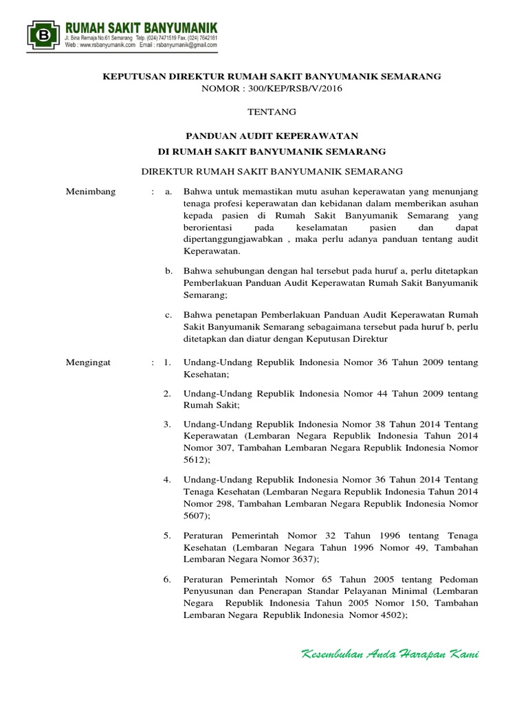 SK Pemberlakuan Panduan Audit Kep | PDF