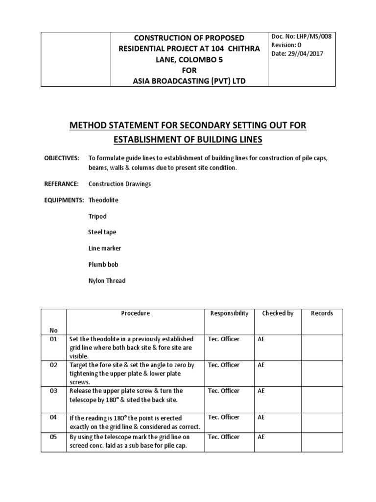 Establishing Building Lines for the Proposed Residential Development at ...