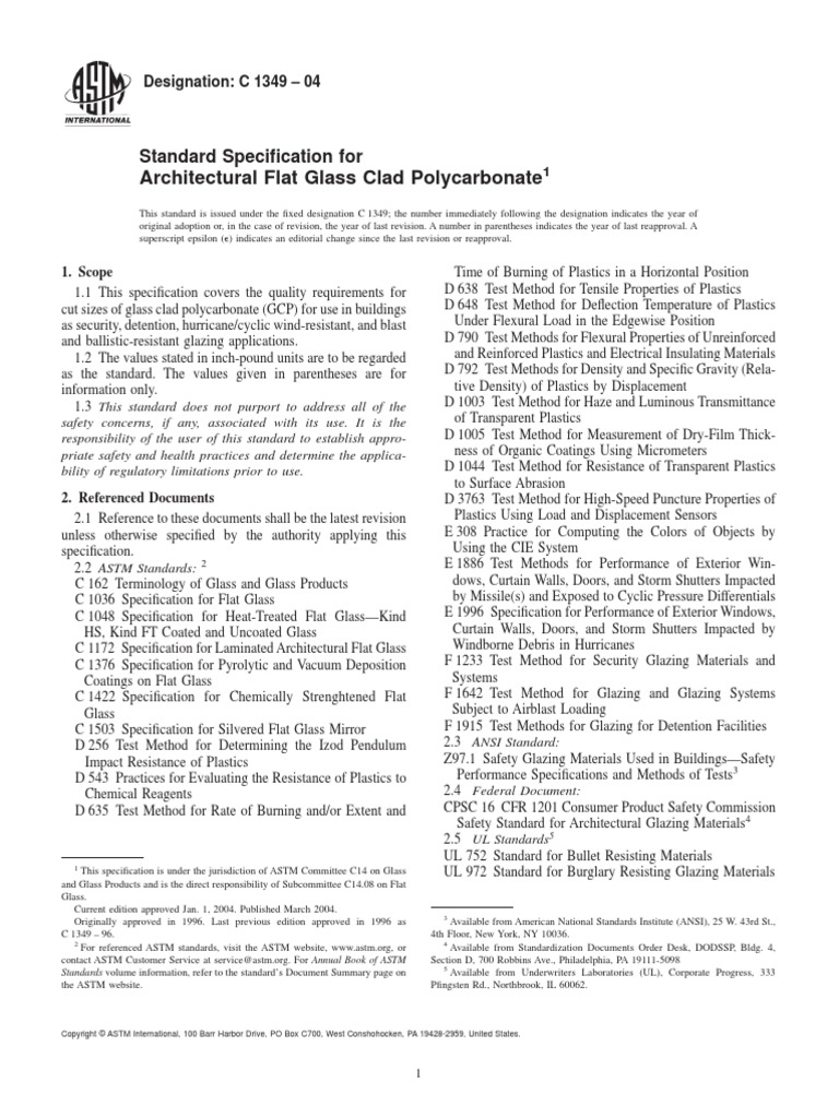 Astm C-1349 | PDF | Glasses | Building Materials