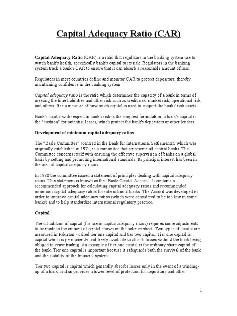 Capital Adequacy Ratio Explained | PDF | Capital Adequacy Ratio ...