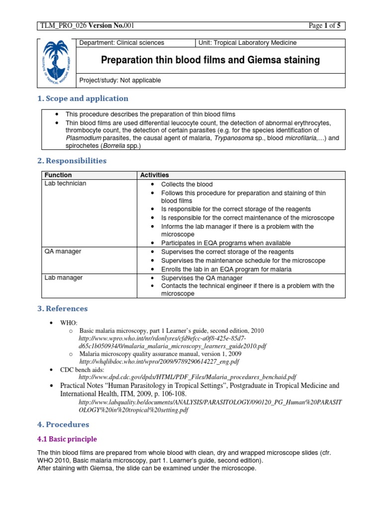 TLM PRO 026 V01 Thin Film Preparation | PDF | Staining | Chemistry