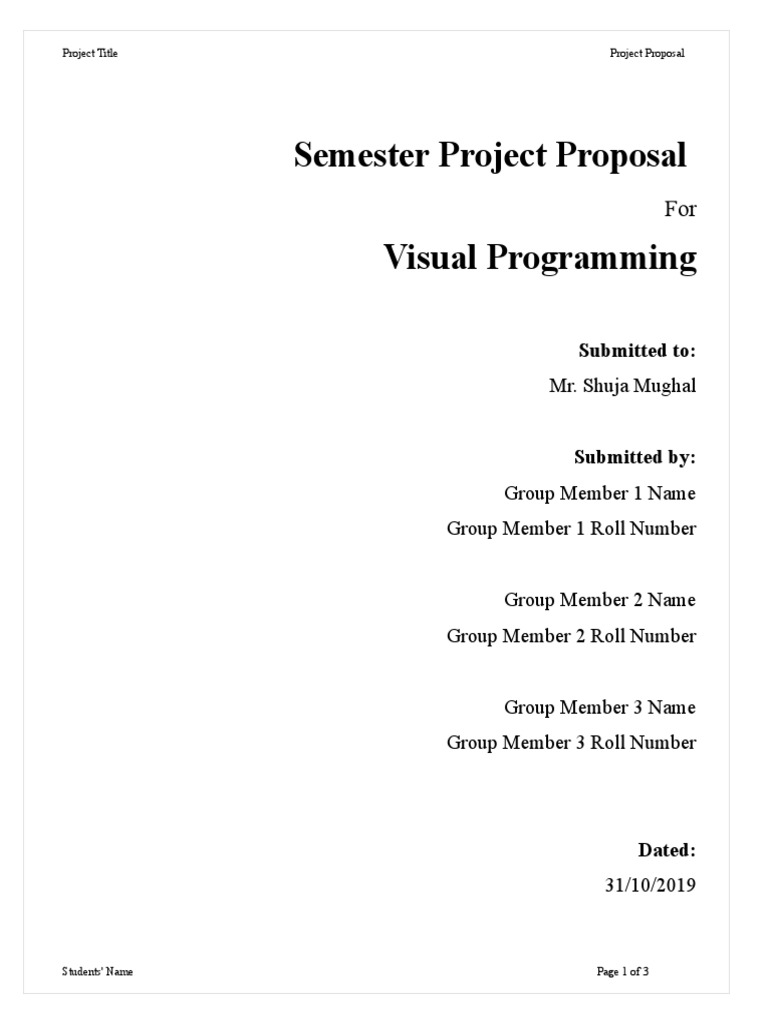 Semester Project Proposal Visual Programming: Mr. Shuja Mughal | PDF | Computing | Software ...