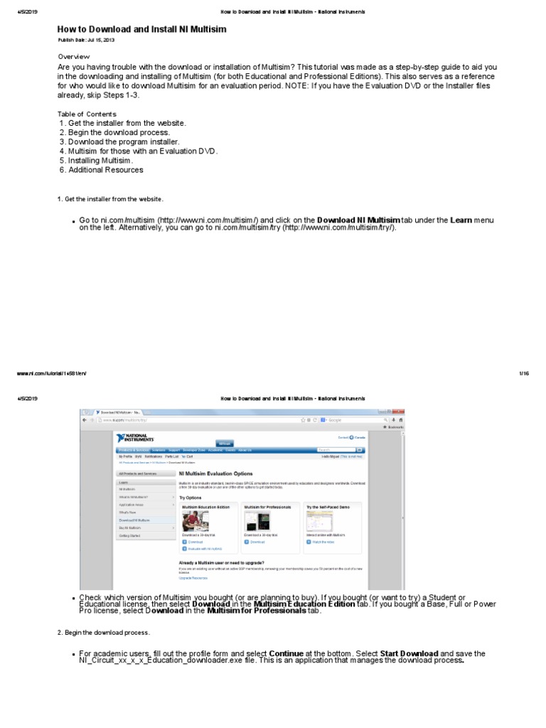 How To Download and Install NI Multisim: 1. Get The Installer From The Website | PDF | Directory ...
