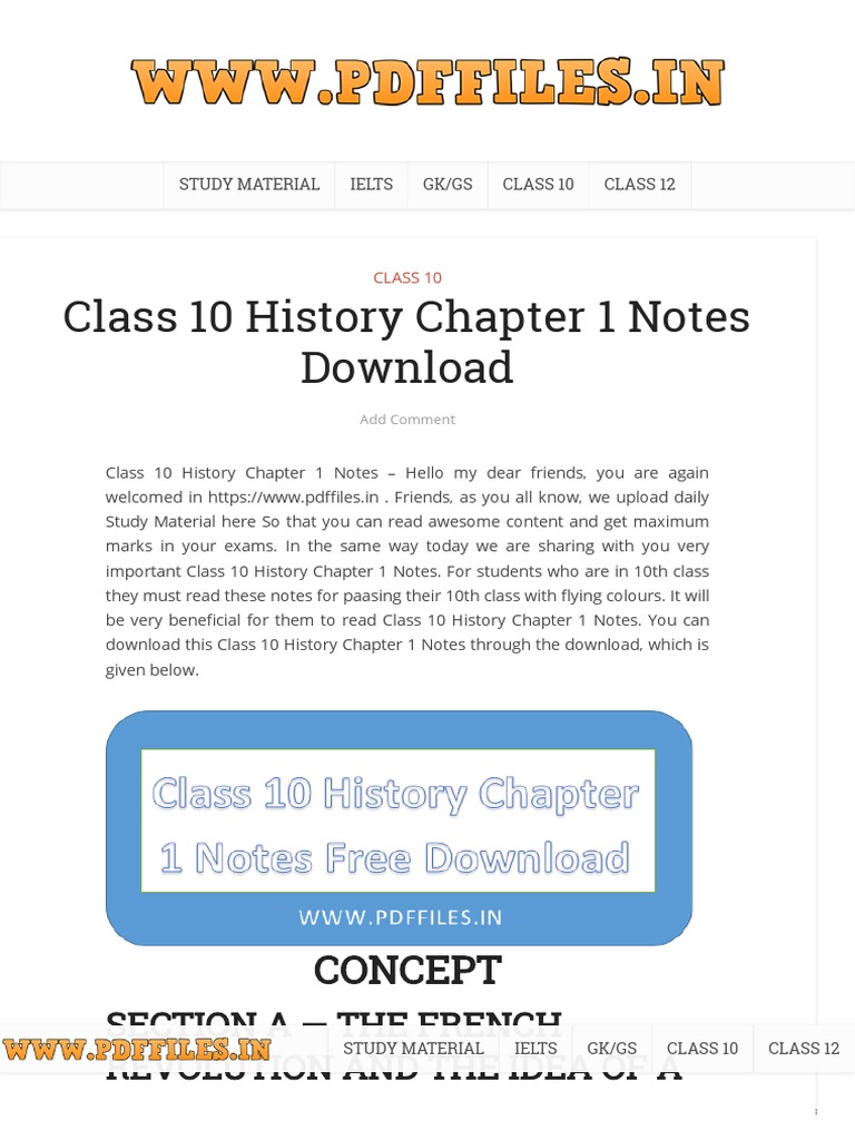 Class 10 History Chapter 1 Notes Download | PDF | Nationalism | Prussia