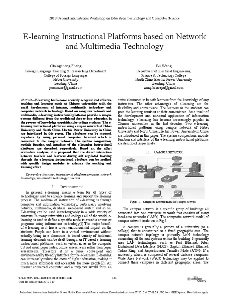 E Learning Instructional Platforms Pdf Educational Technology