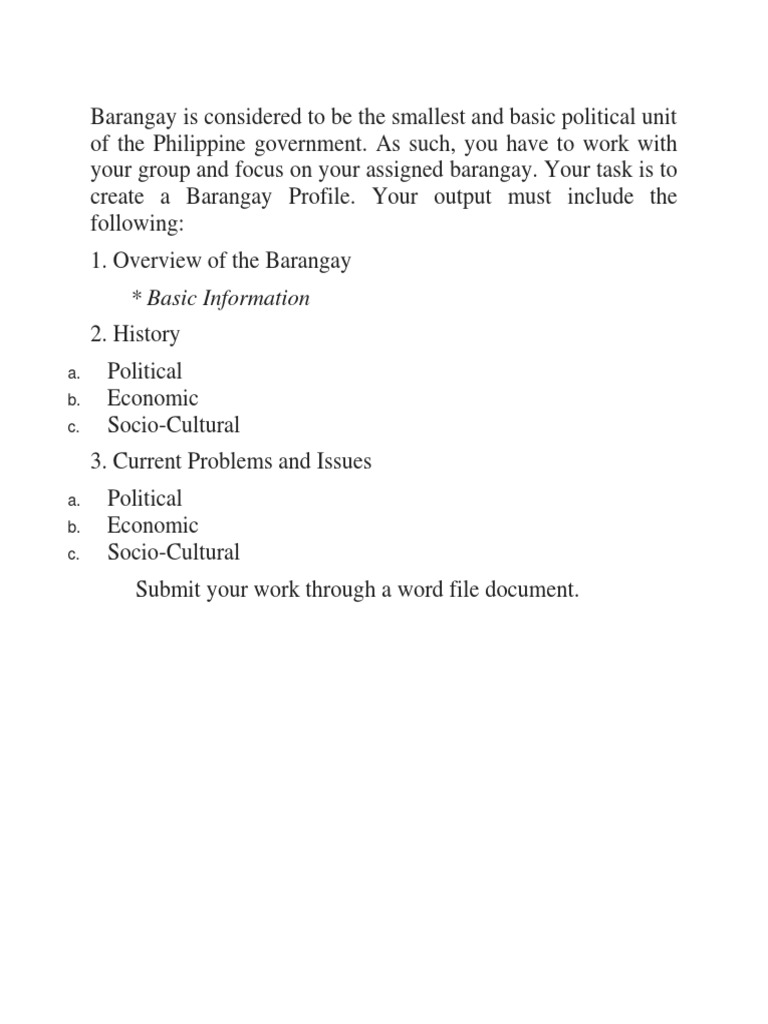 Barangay Is Considered To Be The Smallest and Basic Political Unit of ...