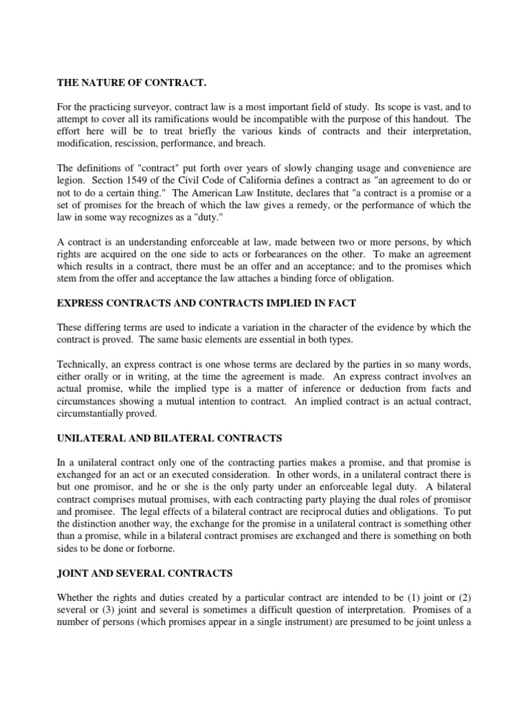 The Nature of Contract | PDF | Offer And Acceptance | Legal Ethics