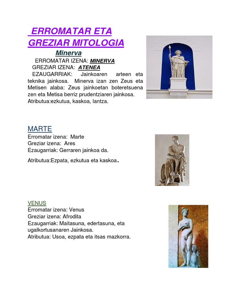 Erromatar Eta Greziar Mitologia | PDF