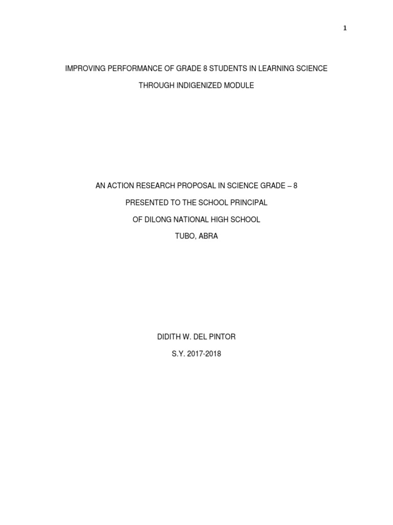 Action Research Proposal (Requirement For Methods of Research) Draft ...