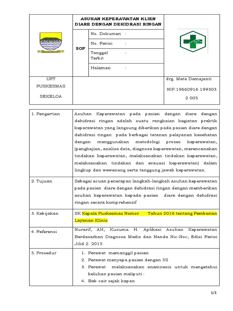 Sop Askep Diare | PDF