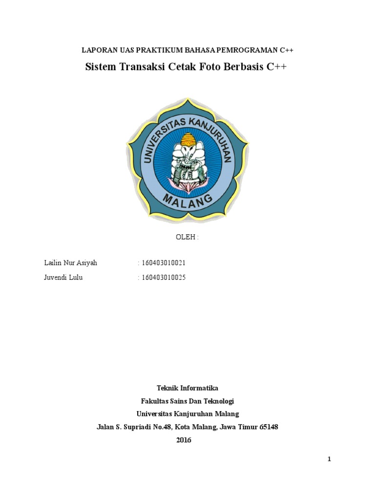 Laporan Uas Praktikum Bahasa Pemrograman C | PDF