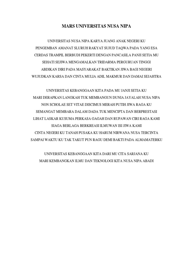Mars Universitas Nusa Nipa | PDF