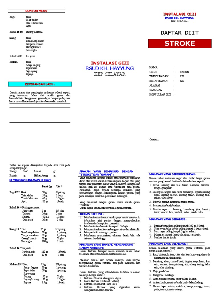 Leaflet Diet Stroke | PDF