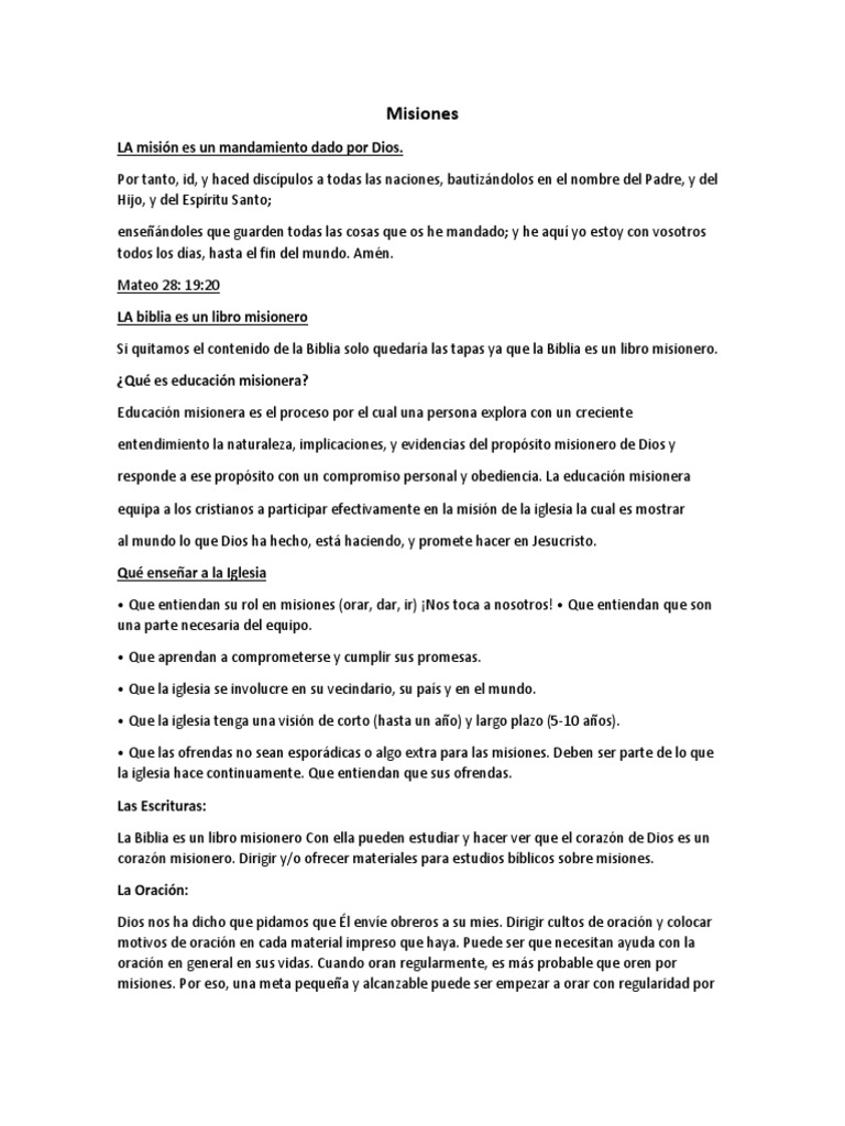 Misiones | PDF | Misionero | Oración