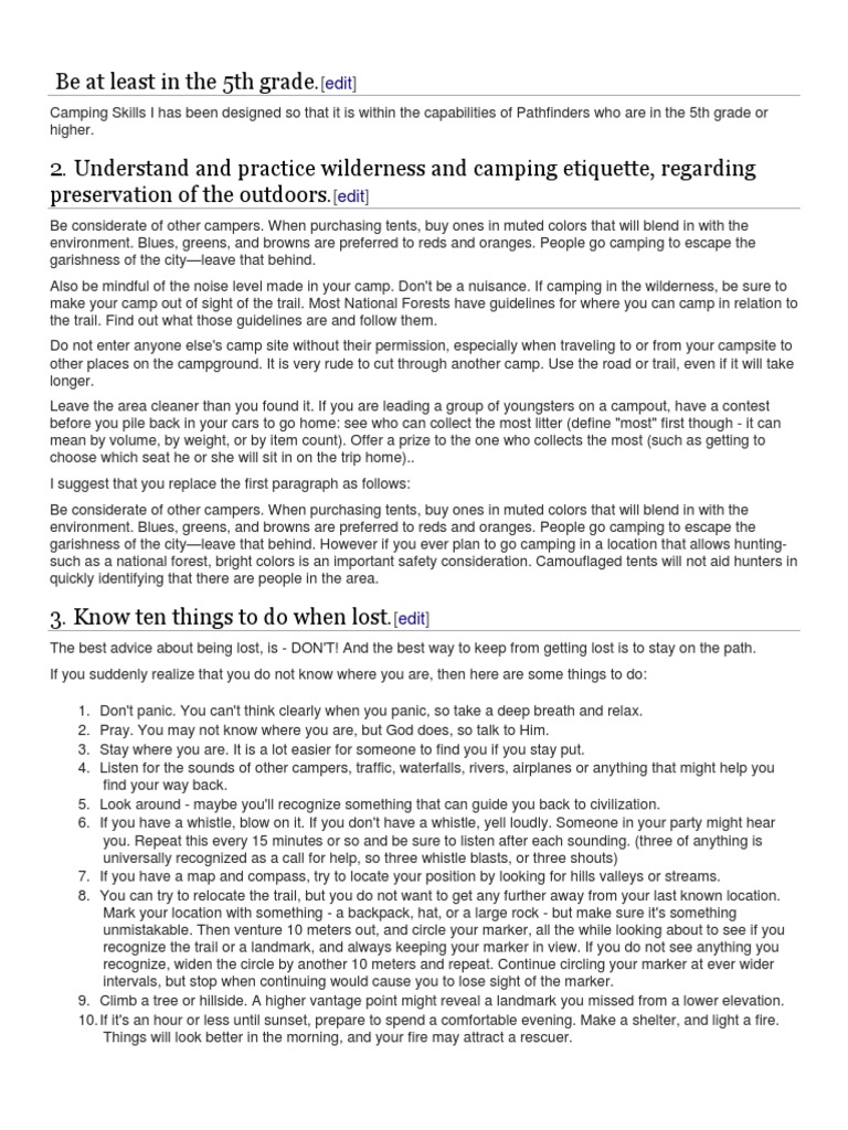 Be at Least in The 5th Grade | PDF | Campsite | Clothing