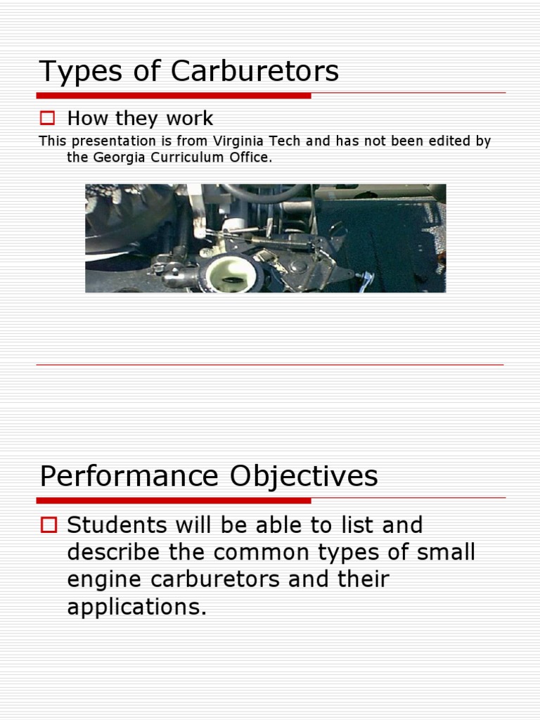 Types of Carburetors Explained | PDF | Carburetor | Throttle