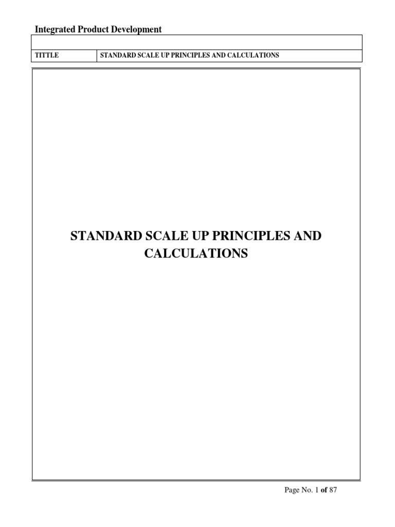 Standard Scale Up Principles & Calculations | PDF | Reynolds Number ...
