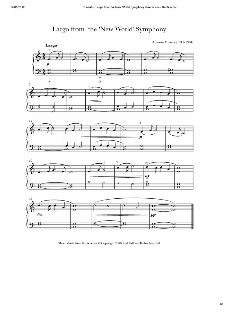 Dvořák: Largo from New World Symphony | PDF