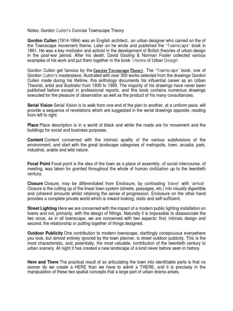 Gordon Cullen's Concise Townscape Theory | PDF | Urban Design