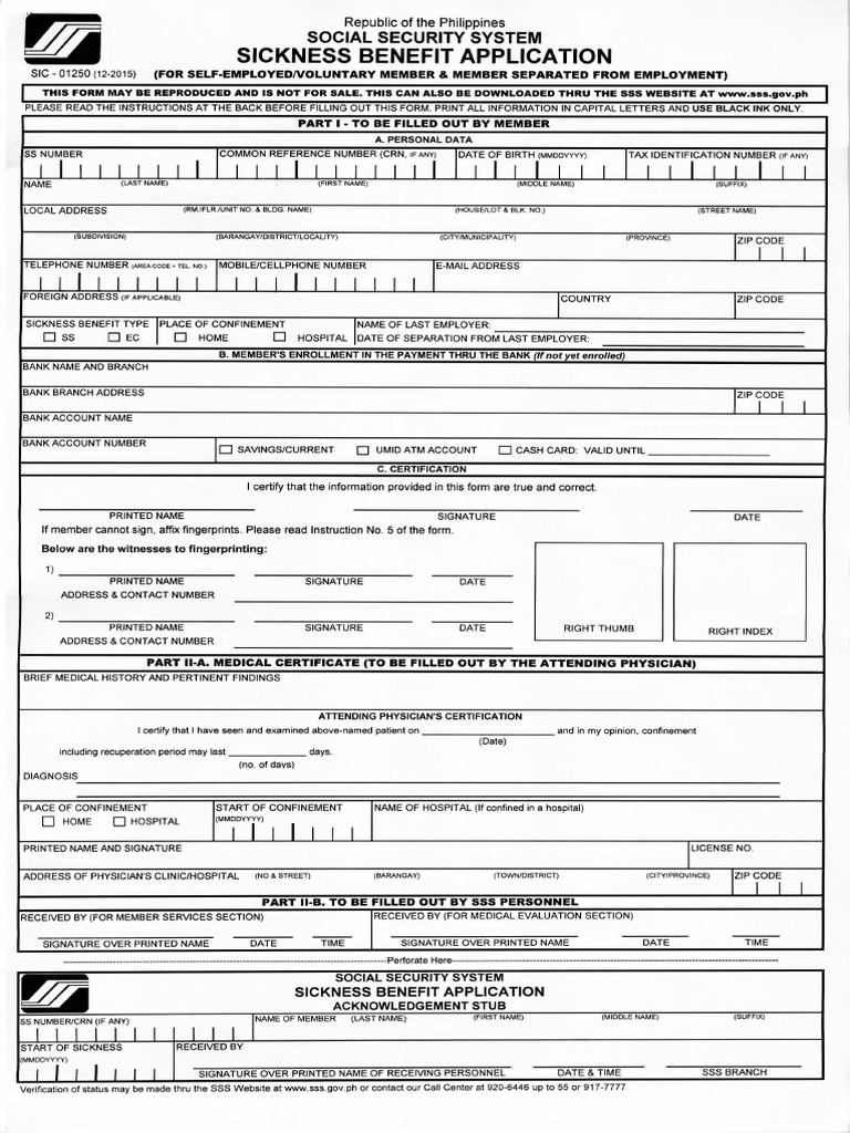 SSS Sickness Notification Form PDF | PDF