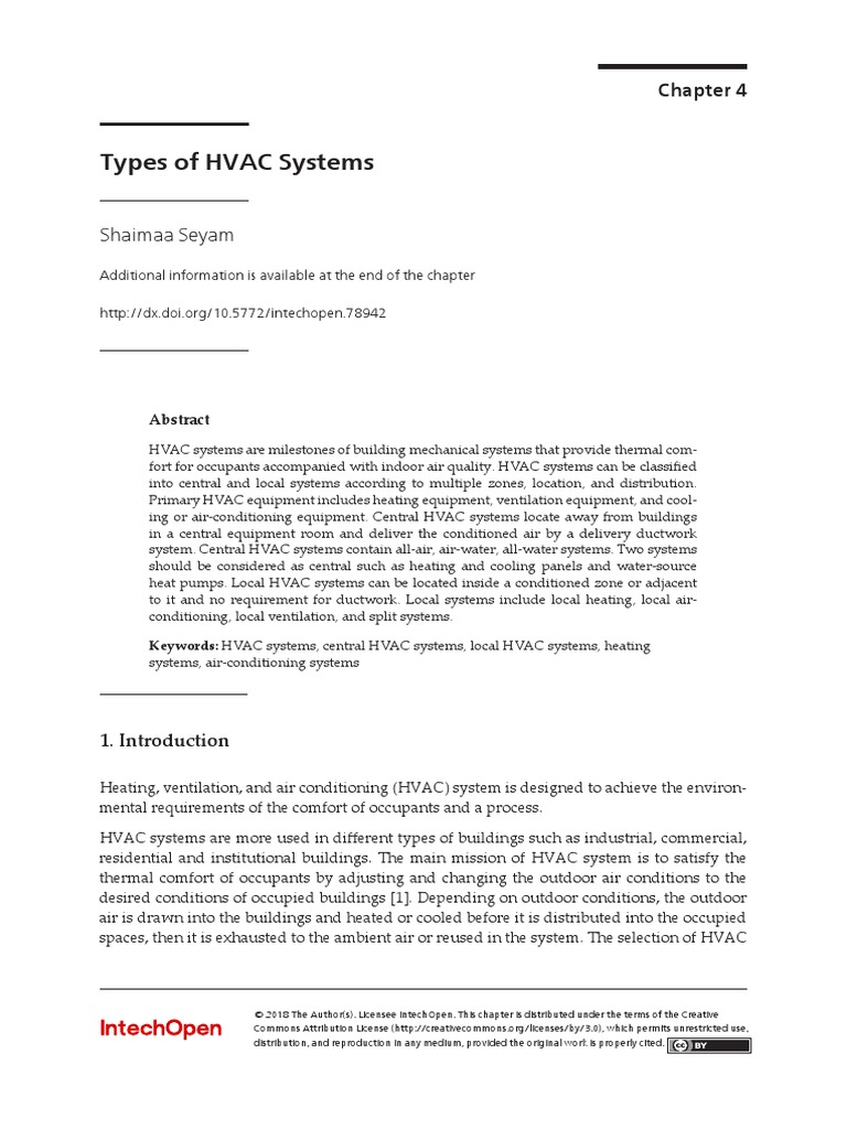 Types of HVAC Systems | PDF | Hvac | Air Conditioning