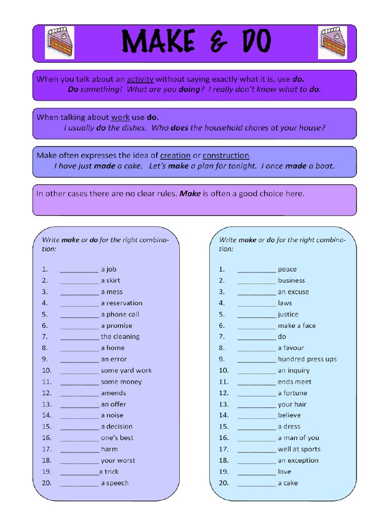 Collocations With Make and Do | PDF
