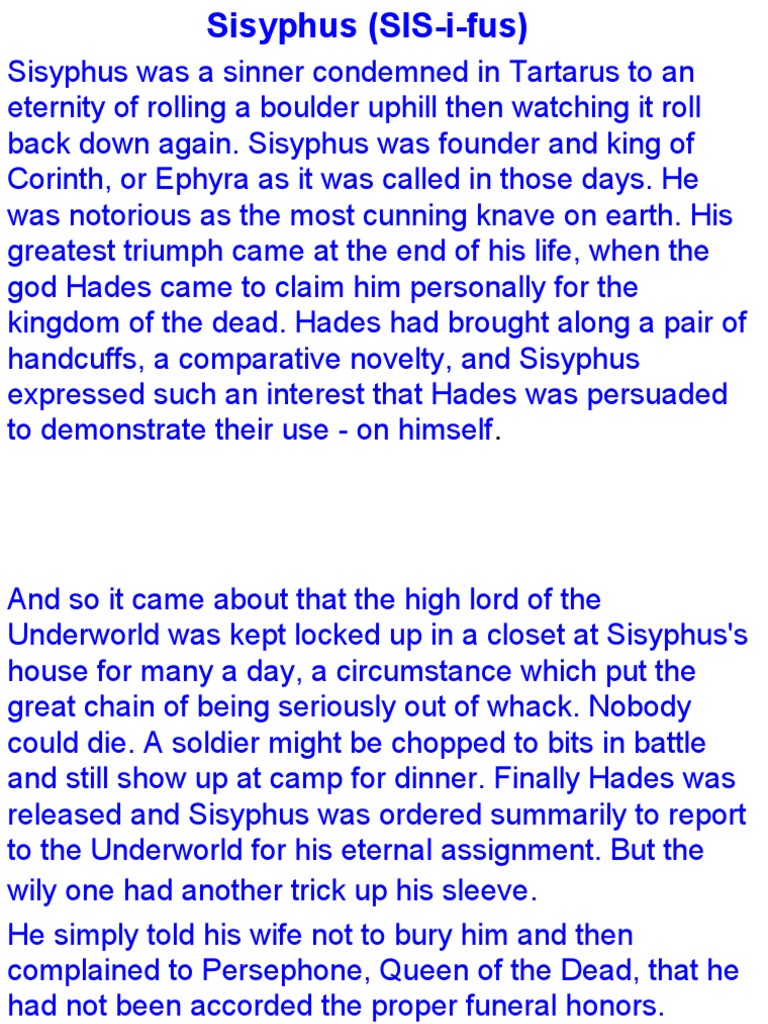 The Story of Sisyphus | PDF | Albert Camus | Hades