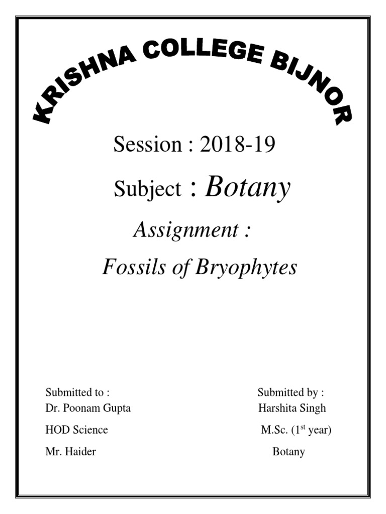 Botany Assignments: Bryophyte Fossils, Algae Thallus, Seed Dormancy | PDF
