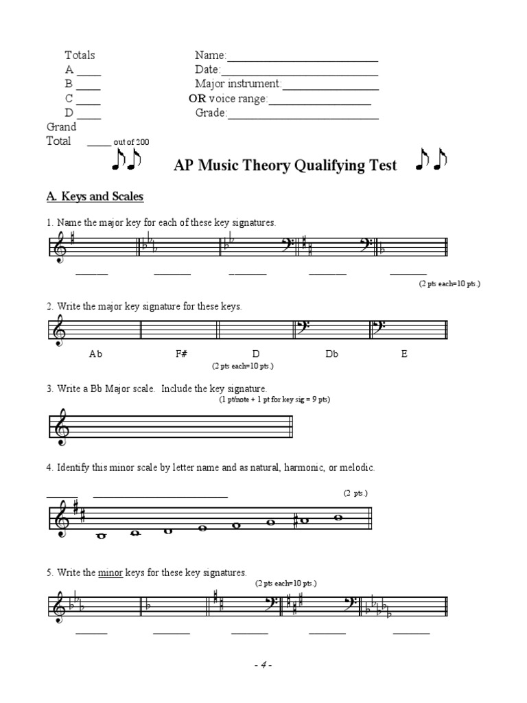 AP Music Theory Qualifying Test | PDF | Musicology | Musical Techniques